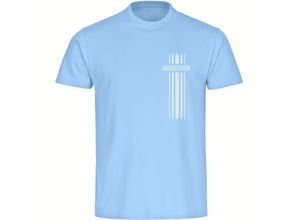 4068859273224 - multifanshop Herren T-Shirt - Argentinien - Streifen - Druck weiß - Männer