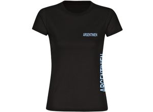 4068859273330 - multifanshop Damen T-Shirt - Argentinien - Brust & Seite - Druck hellblau - Frauen