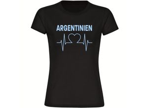 4068859273811 - multifanshop Damen T-Shirt - Argentinien - Herzschlag - Druck hellblau - Frauen