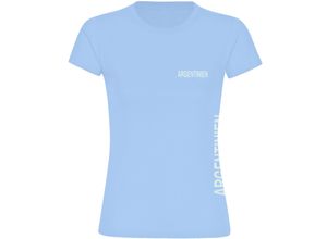 4068859273408 - multifanshop Damen T-Shirt - Argentinien - Brust & Seite - Druck weiß - Frauen