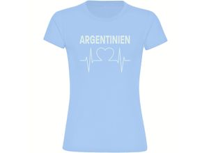 4068859273859 - multifanshop Damen T-Shirt - Argentinien - Herzschlag - Druck weiß - Frauen