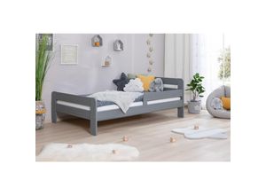 4251105970590 - TiCAA Einzelbett Kinderbett Jugendbett Bennet mit Rausfallschutz & Lattenrost für Schlafzimmer Kinderzimmer Kiefer Massivholz Bettgestell 90 100 120 x 200 cm