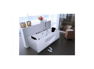 4260255474612 - Whirlpool - laguna m - Weiß Maße 180 x 90 x 55 cm - inkl Radio Heizung und Lichttherapie i Eckwanne für 2 Personen Indoor Jacuzzi - Home Deluxe