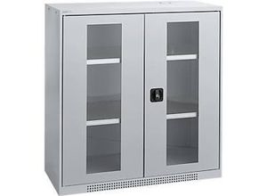 4051273768940 - Genius Flügeltürenschrank FS Stahl Sichtfenster Lüftungslöcher B 1055 x T 520 x H 1105 mm 3 OH Weißalu Weißalu bis 300 kg