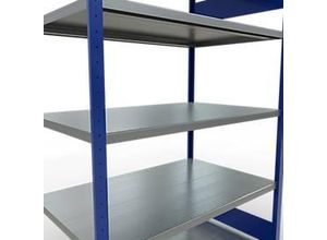 4004514283993 - Schulte Lagertechnik Fachbodenregal-Stecksystem MULTIplus 250 Grundregal Längenriegel 2000x1300x800 mm 5 Böden enzianblau verzinkt