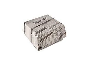 4002911494851 - Burgerboxen Newsprint mit Klappdeckel L 125 x B 125 x H 70 mm FSC®-Frischfaserkarton grau-schwarz 50 Stück