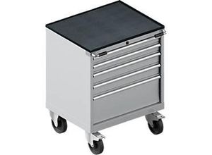 4051273649348 - Select Schubladenschrank mit Rollen WSK 18-27 4 Schübe bis 200 kg B 411 x T 572 x H 770 mm weißaluminium weißaluminium