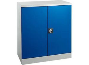 4260610847372 - Select Stahlschrank 2 OH 2 höhenverstellbare Einlegeböden Drehzylinderschloss B 916 x T 422 x H 1000 mm lichtgrau RAL 7035 enzianblau RAL 5010