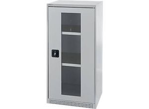 4051273769060 - Genius Flügeltürenschrank FS Stahl Sichtfenster Lüftungslöcher B 545 x T 520 x H 1105 mm 3 OH Weißalu Weißalu bis 150 kg