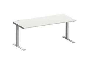 4250510876299 - Genius Schreibtisch MODENA FLEX C-Fuß-Rechteckrohr B 1800 x T 800 mm lichtgrau weißalu