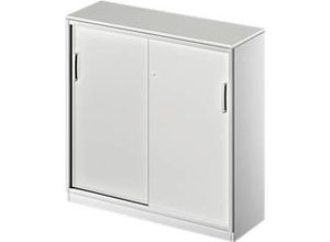 4051273739940 - Genius Schiebetürenschrank TETRIS SOLID 3 OH 2 Fachböden B 1200 mm 19 mm Abdeckplatte lichtgrau weißalu