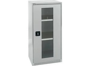 4051273769039 - Genius Flügeltürenschrank FS Stahl Sichtfenster Lüftungslöcher B 545 x T 520 x H 1105 mm 3 OH Lichtgrau Lichtgrau bis 150 kg