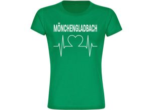 4068859173739 - multifanshop Damen T-Shirt - Mönchengladbach - Herzschlag - Druck weiß - Frauen