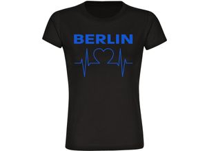 4068859031893 - multifanshop Damen T-Shirt - Berlin blau - Herzschlag - Druck blau - Frauen