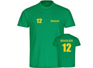 4068859287313 - multifanshop Kinder T-Shirt - Brasilien - Trikot Nummer 12 - Druck gelb - Kind