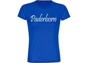 4068859068158 - multifanshop Damen T-Shirt - Paderborn - Schriftzug - Druck weiß - Frauen