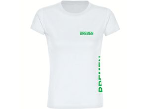 4068859165604 - multifanshop Damen T-Shirt - Bremen - Brust & Seite - Druck grün - Frauen