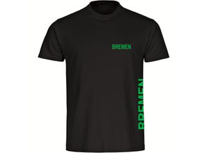 4068859165369 - multifanshop Herren T-Shirt - Bremen - Brust & Seite - Druck grün - Männer