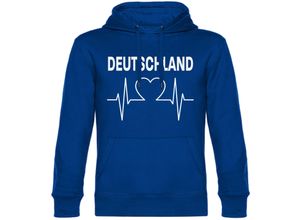 4068859271695 - multifanshop Kapuzen Sweatshirt - Deutschland - Herzschlag - Druck weiß - Hoodie