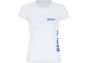 4068859013219 - multifanshop Damen T-Shirt - Berlin blau - Brust & Seite - Druck blau - Frauen
