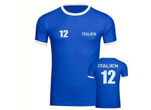 4068859419493 - multifanshop Kontrast T-Shirt - Italien - Trikot Nummer 12 - Druck weiß - Männer