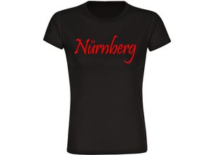 4068859161798 - multifanshop Damen T-Shirt - Nürnberg - Schriftzug - Druck rot - Frauen