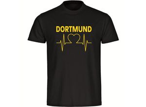 4068859187316 - multifanshop® Herren T-Shirt - Dortmund - Herzschlag - Druck gelb - Männer