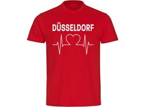 4068859104924 - multifanshop Herren T-Shirt - Düsseldorf - Herzschlag - Druck weiß - Männer