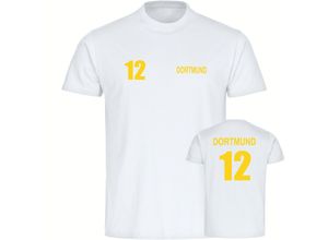 4068859186661 - multifanshop® Herren T-Shirt - Dortmund - Trikot Nummer 12 - Druck gelb - Männer