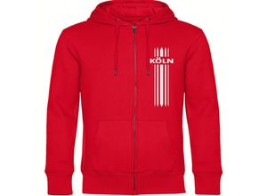 4068859126551 - multifanshop Kapuzen Sweatshirt Jacke - Köln - Streifen - Druck weiß - Sweat