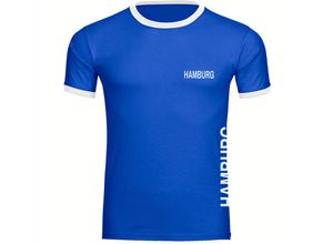 4068859012380 - multifanshop Kontrast T-Shirt - Hamburg - Brust & Seite - Druck weiß - Männer