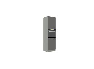 4260304595695 - Küchen Hochschrank 60cm Hochglanz Grau Küchenzeile Küchenblock Küche Grey Bianca