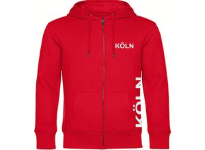 4068859080945 - multifanshop Kapuzen Sweatshirt Jacke - Köln - Brust & Seite - Druck weiß - Sweat