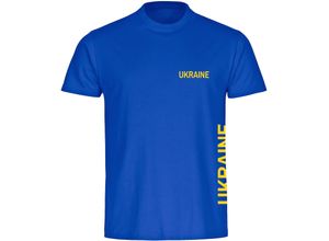 4068859296735 - multifanshop Herren T-Shirt - Ukraine - Brust & Seite - Druck gelb - Männer