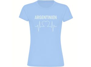 4068859273897 - multifanshop Damen T-Shirt - Argentinien - Herzschlag - Druck weiß - Frauen