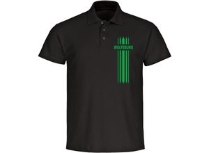 4068859177669 - multifanshop Poloshirt - Wolfsburg - Streifen - Druck grün - Polo