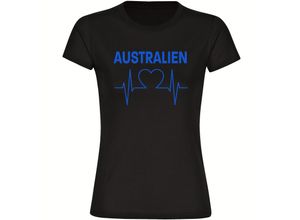 4068859277758 - multifanshop Damen T-Shirt - Australien - Herzschlag - Druck blau - Frauen