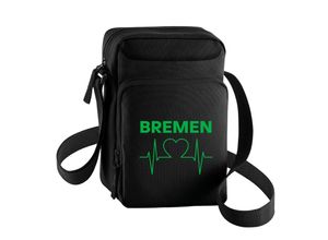 4068859172473 - multifanshop Umhängetasche - Bremen - Herzschlag - Druck grün - Tasche