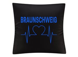 4068859201609 - multifanshop Kissenbezug - Braunschweig - Herzschlag - Druck blau - Kissen