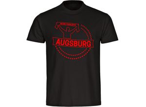 4068859132033 - multifanshop Herren T-Shirt - Augsburg - Meine Fankurve - Druck rot - Männer