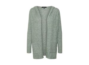 5714917495655 - VERO MODA Cardigan VMDOFFY LS OPEN HOOD CARDIGAN GA NOOS Laurel Wreath MELANGE Unifarben Grün - Gr XS