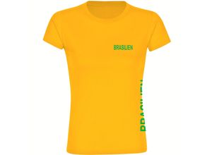 4068859285944 - multifanshop Damen T-Shirt - Brasilien - Brust & Seite - Druck grün - Frauen