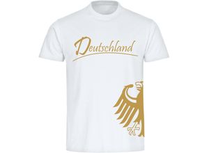 4068859258443 - multifanshop Kinder T-Shirt - Deutschland - Adler seitlich Gold - Druck gold metallic - Kind