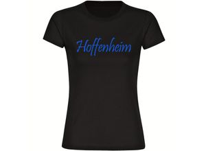 4068859066895 - multifanshop Damen T-Shirt - Hoffenheim - Schriftzug - Druck blau - Frauen