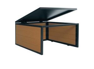 4057651814209 - Mähroboter-Garage mit Deckel MCW-L45 Dach Unterstand für Rasenmäher WPC Metall 35x60x70cm ~ Eiche-Optik
