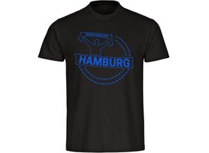 4068859007409 - multifanshop Herren T-Shirt - Hamburg - Meine Fankurve - Druck blau - Männer