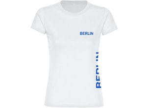 4068859013233 - multifanshop Damen T-Shirt - Berlin blau - Brust & Seite - Druck blau - Frauen