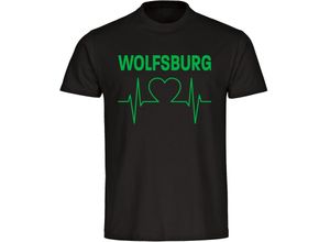 4068859174705 - multifanshop Kinder T-Shirt - Wolfsburg - Herzschlag - Druck grün - Kind