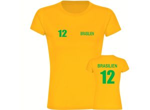 4068859286163 - multifanshop Damen T-Shirt - Brasilien - Trikot Nummer 12 - Druck grün - Frauen