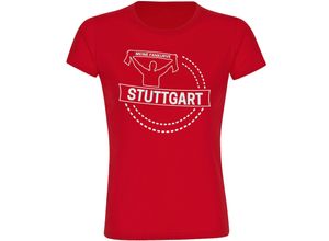 4068859142865 - multifanshop Damen T-Shirt - Stuttgart - Meine Fankurve - Druck weiß - Frauen